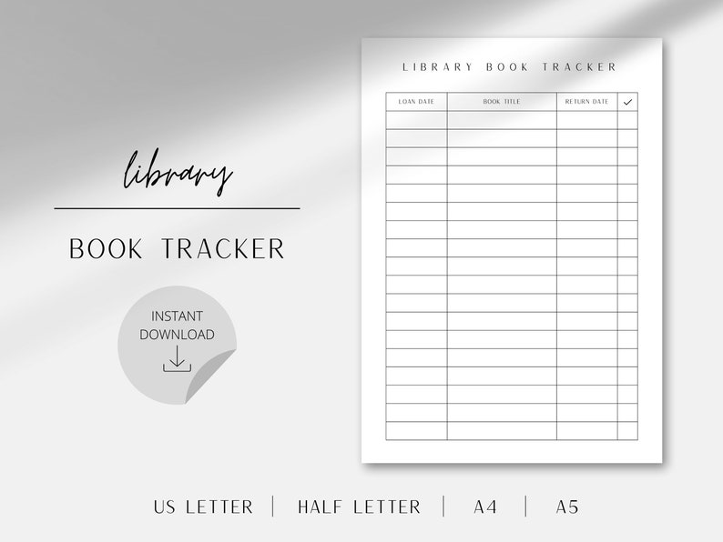 Library Book Tracker Template I A4, A5, US Letter and Half Letter I PDF ...
