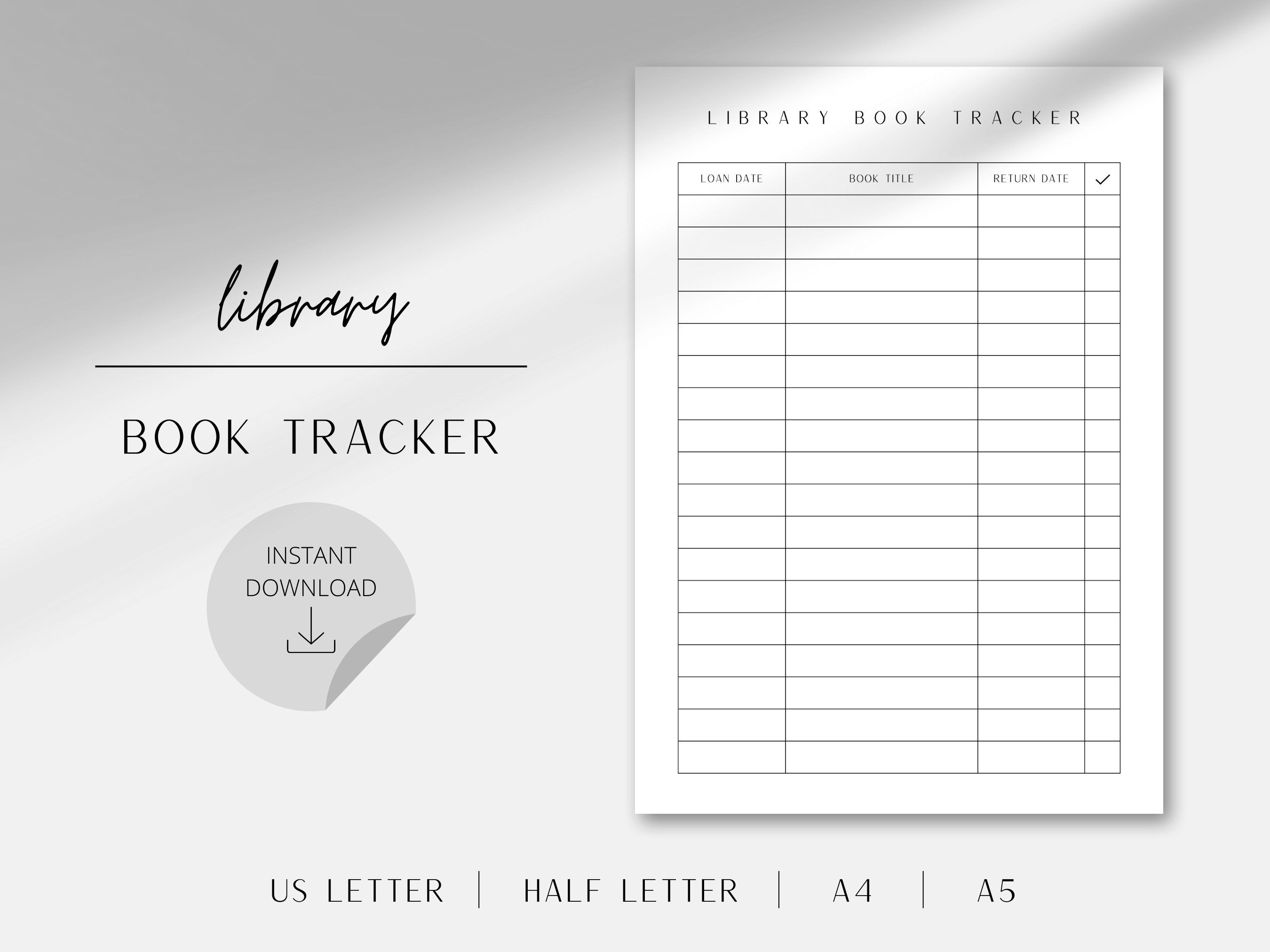 Library Book Tracker Template I A4, A5, US Letter and Half Letter I PDF ...