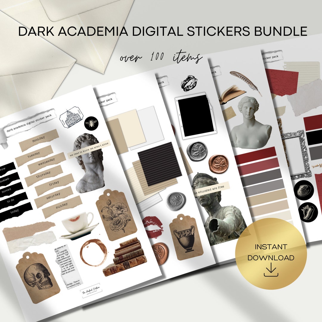 Dark Academia Inspired Digital Sticker Bundle I Goodnotes - Etsy