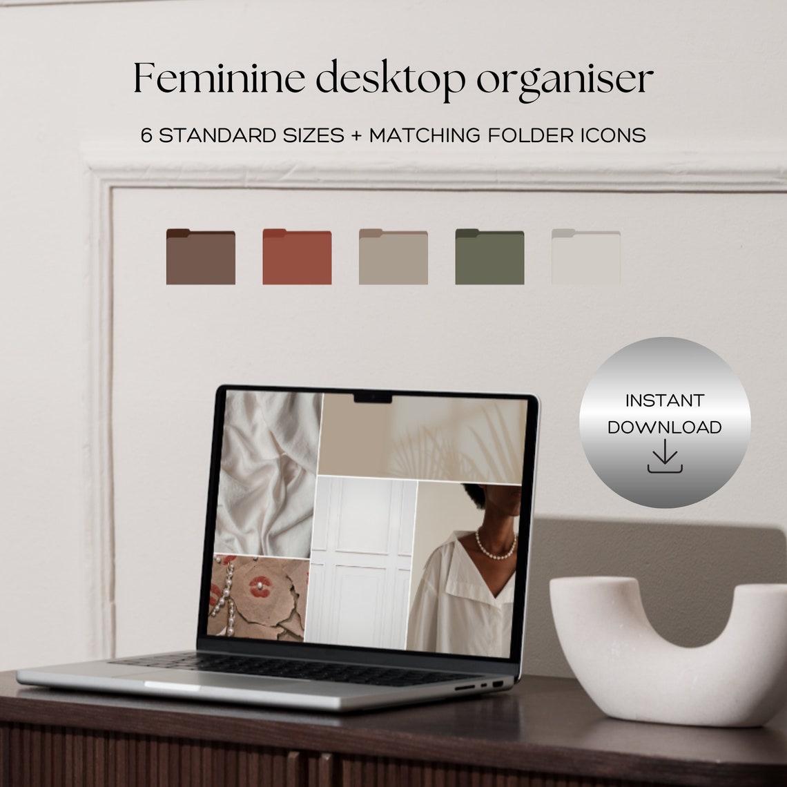 Elegant and Feminine Desktop Organiser I Lipstick and Pearls Aesthetic ...