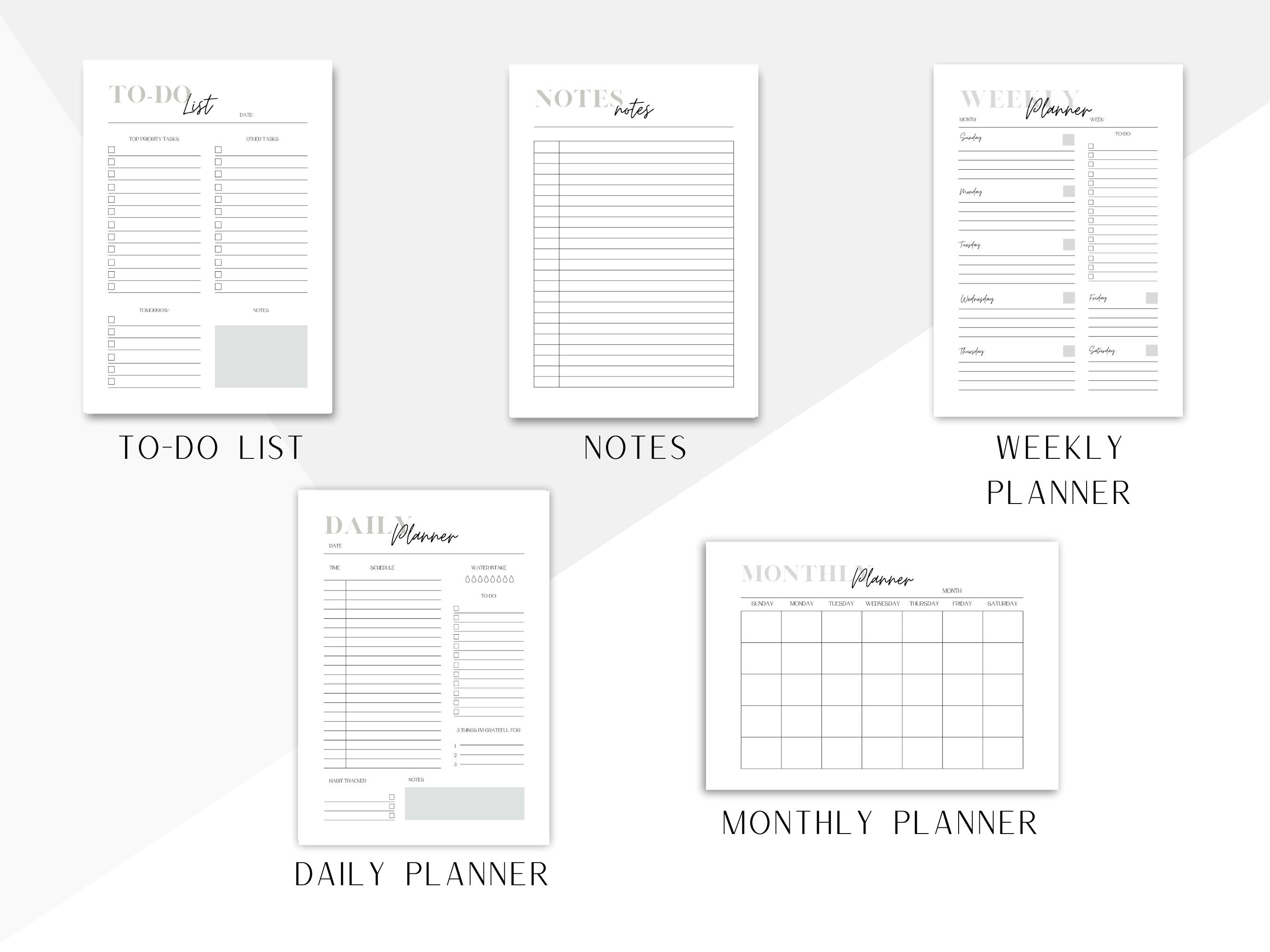 Sunday Start Printable Planner Bundle undated - Etsy