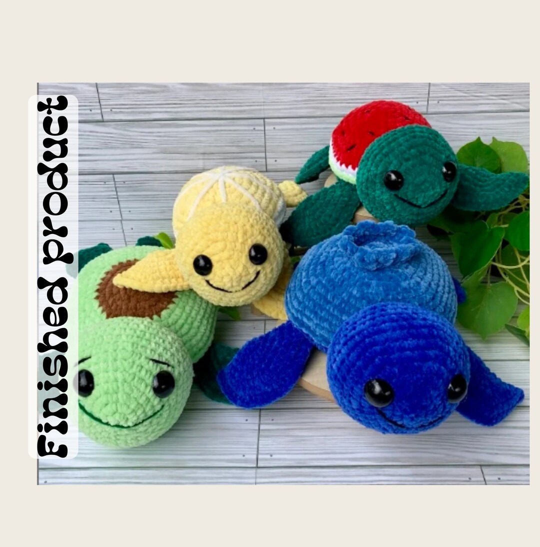 Amigurumi Finished Crochet Stuffed Sea Turtle, Fruit Seaturtle Plushie ...