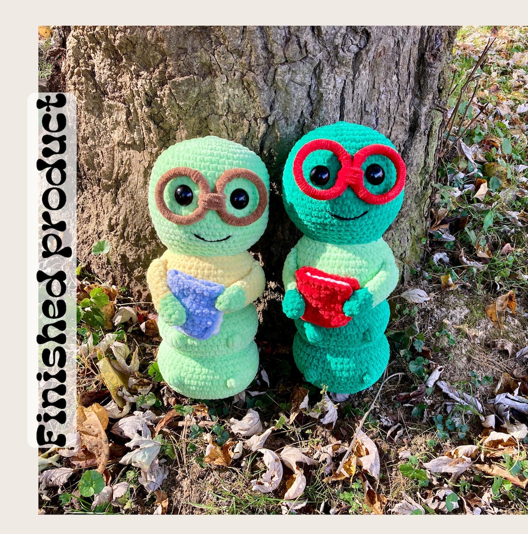 Crochet Bookworm Plushie: Handmade Stuffed Animal Gift - Etsy