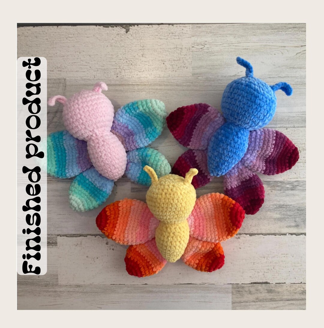 Handmade Crochet Butterfly Plushie - Amigurumi Stuffed Butterfly Toy ...