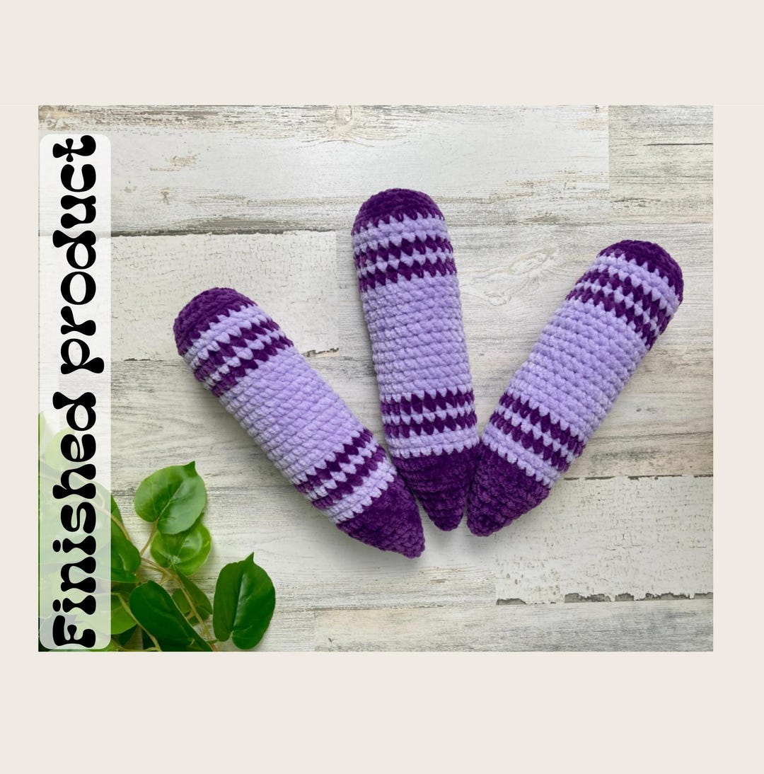 Amigurumi Finished Crochet Stuffed Crayon, Purple Crayon Plushie Toy ...