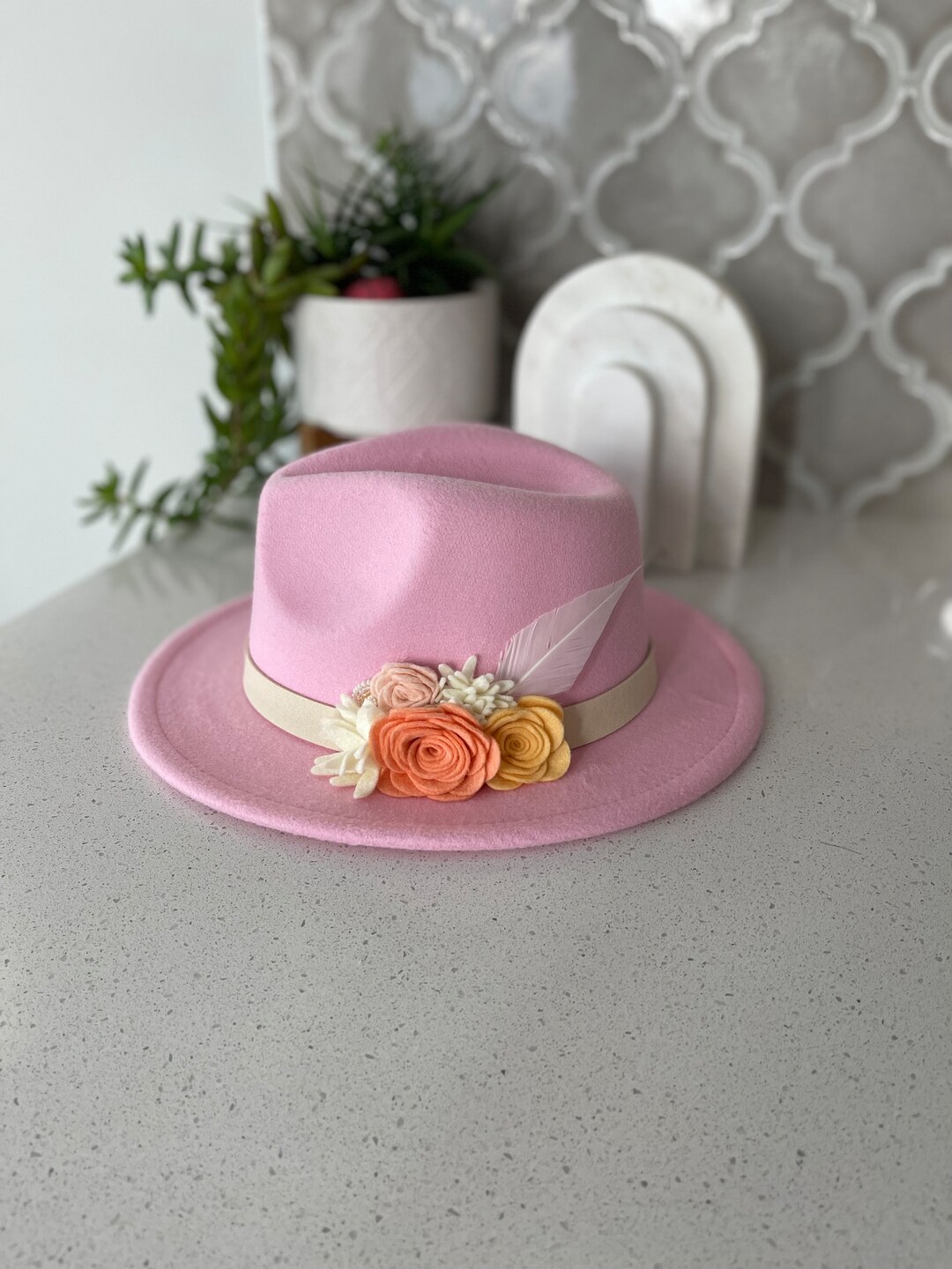 Girls Fedora Hat With Flowers for Vacation, Party, Wedding, Gift ...
