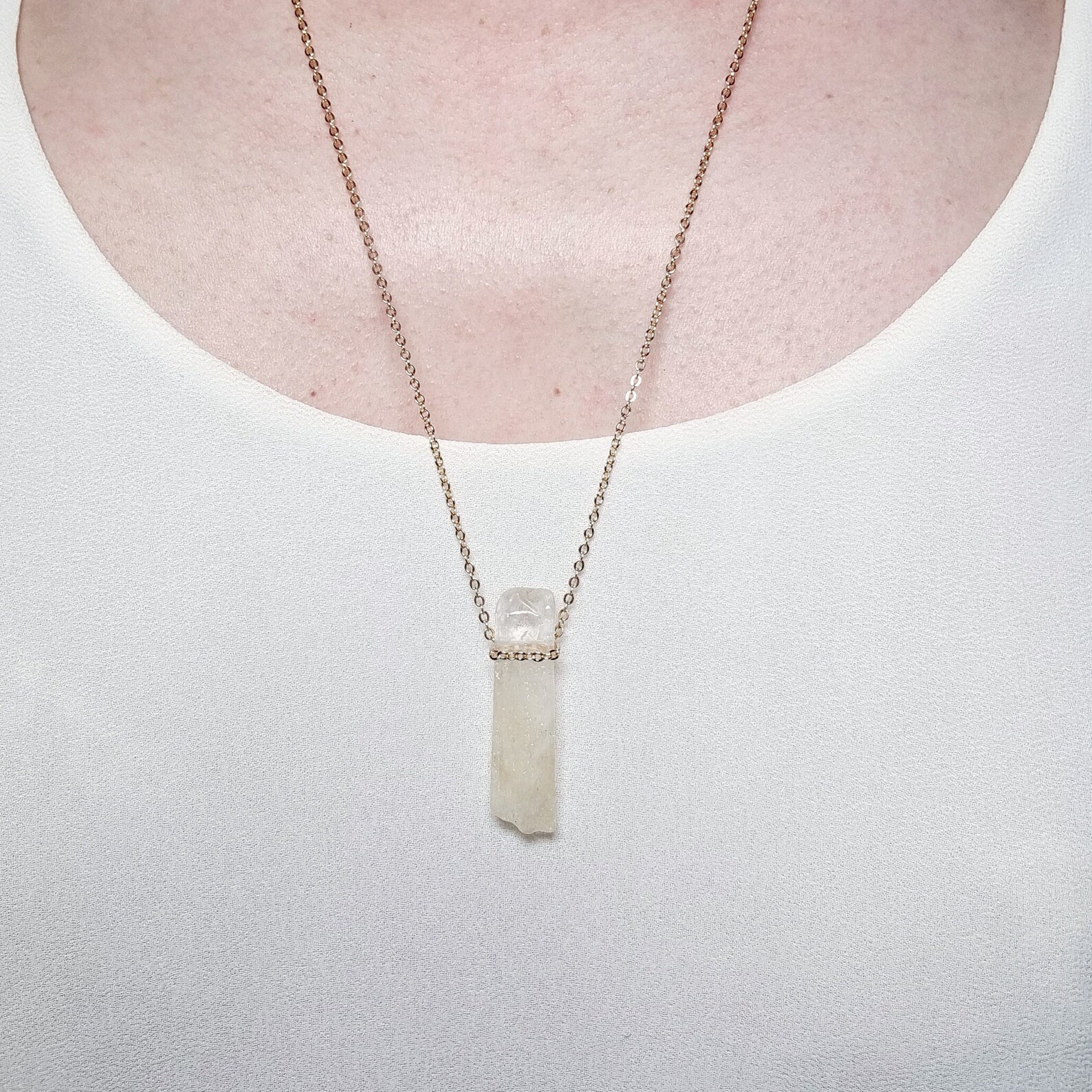 Raw Citrine Crystal Pendant Necklace, November Birthstone Necklace, Raw ...