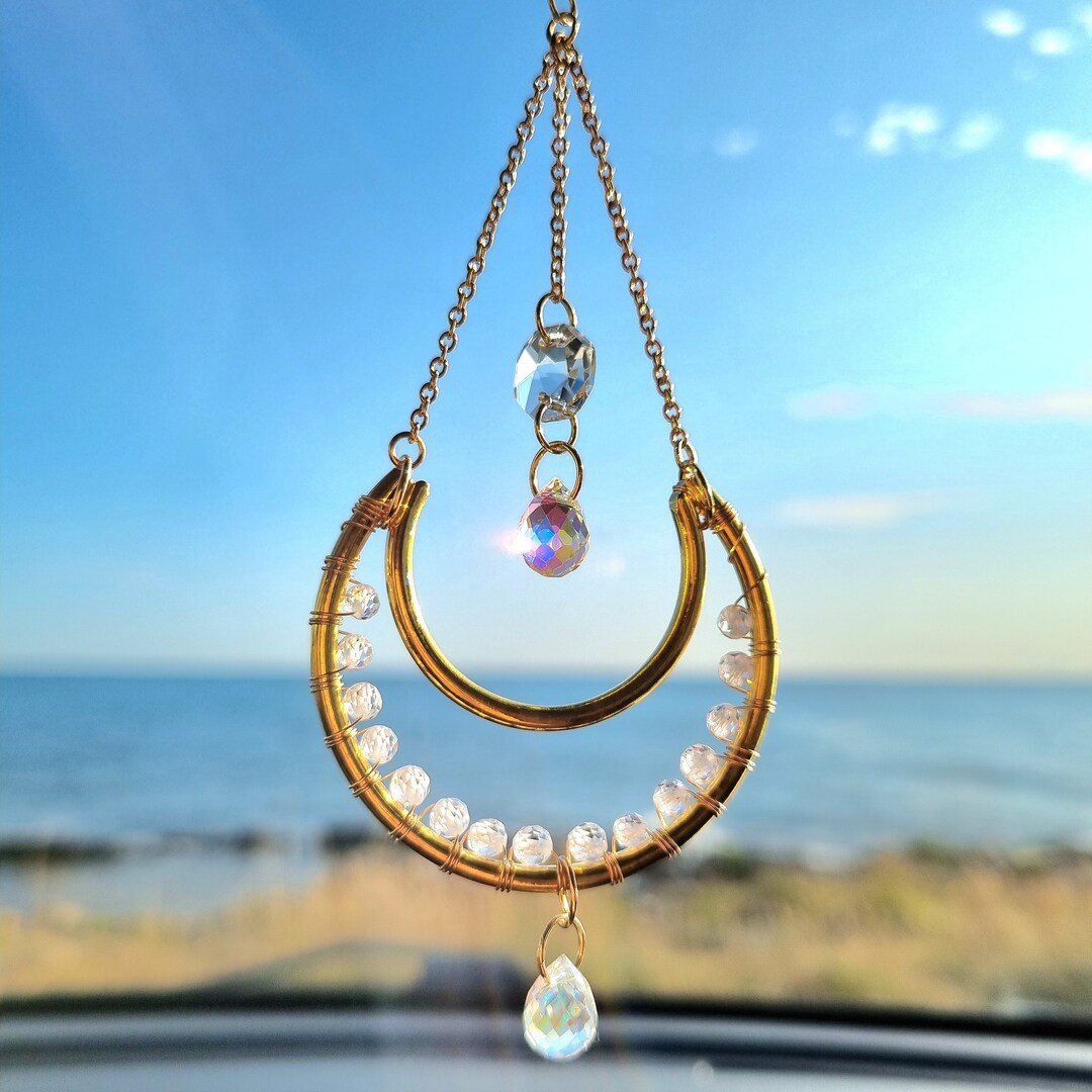 Crystal Car Charm for Rear View Mirror Hanging Bling Accessory, Car ...