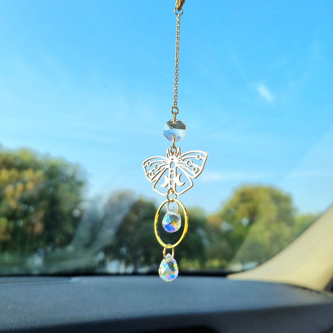 Car Hanging Accessory, Crystal Car Charm, Butterfly Suncatcher Crystal ...