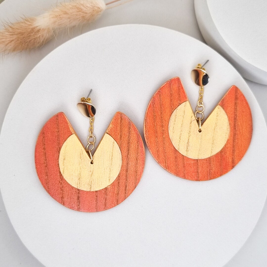 Oversized Wood Earrings, Designer Wooden Jewelry, Eco Friendly Gift ...