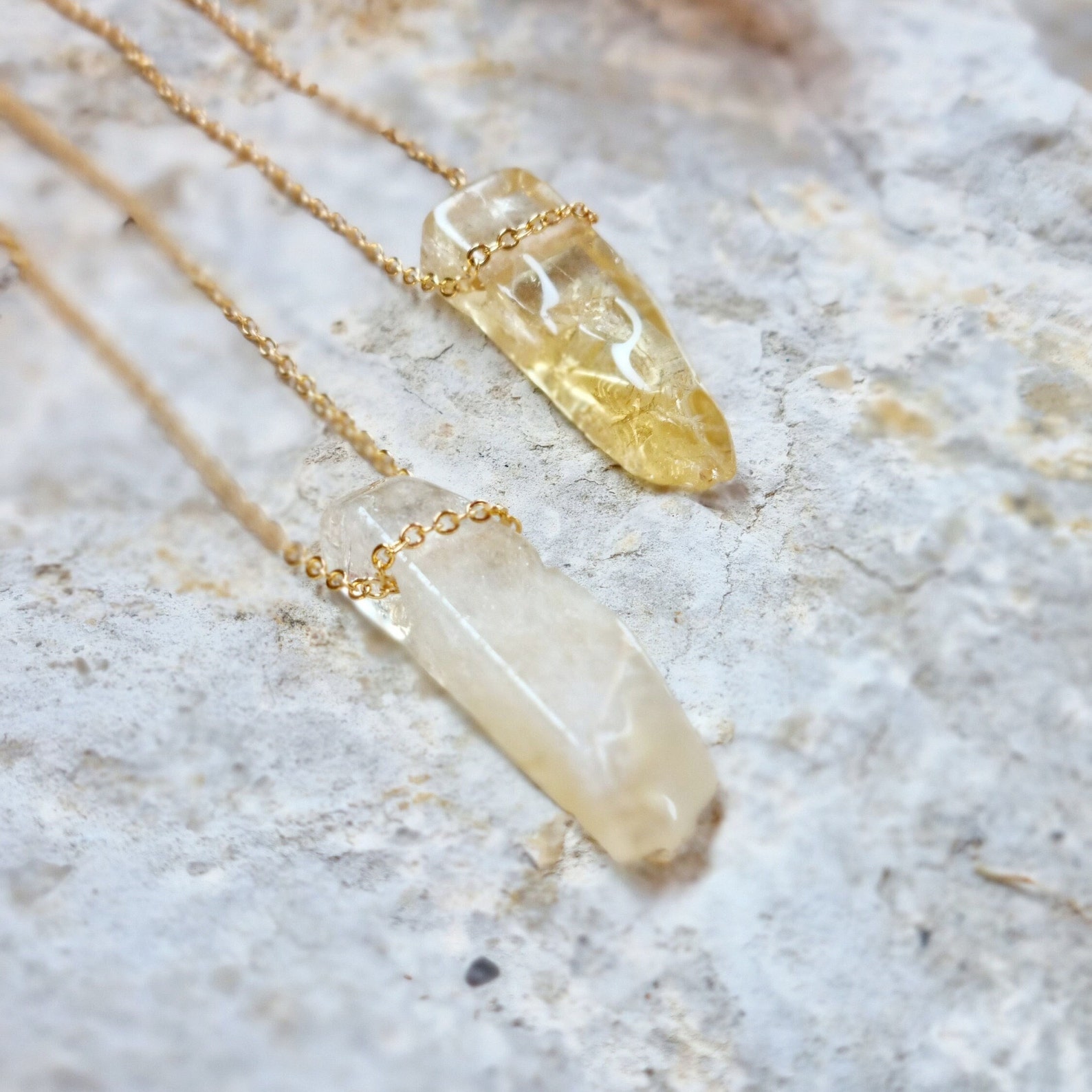 Raw Citrine Crystal Pendant Necklace, November Birthstone Necklace, Raw ...