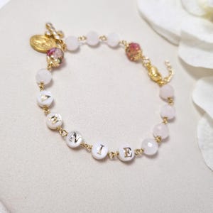 Rosary Bracelet for Women and Girl Personalized in Natural Rose Quartz ...