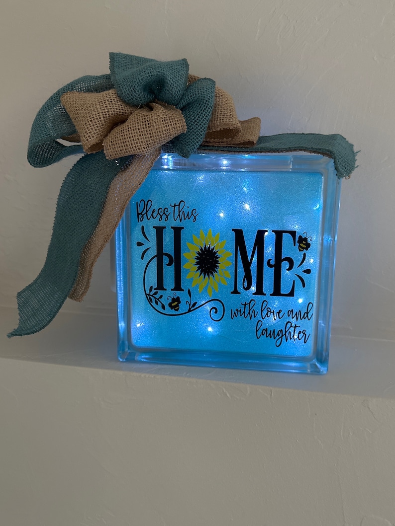 Bless This Home Lighted Glitter Glass Box - Etsy