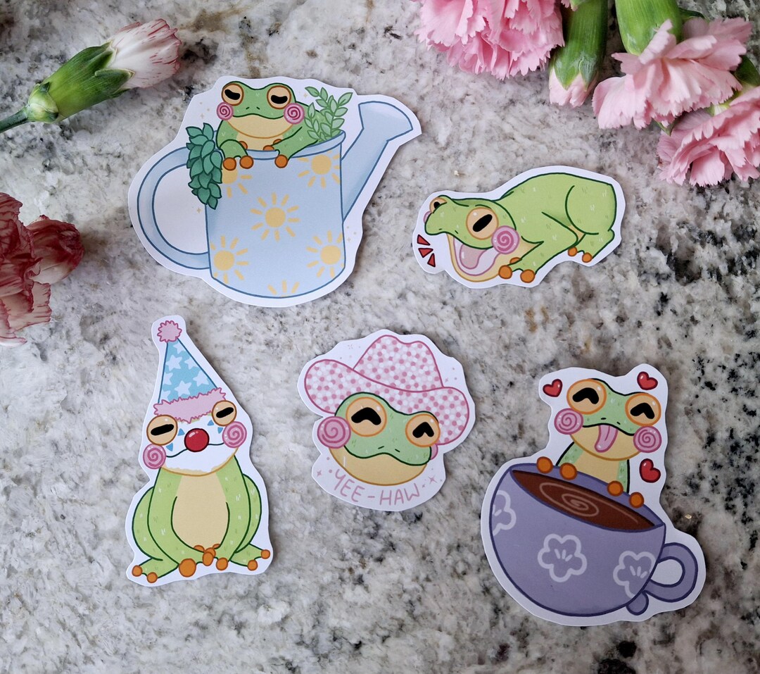 Adorable Frog Sticker Set Cute Aesthetic Stickers Kawaii Frog Vinyl ...