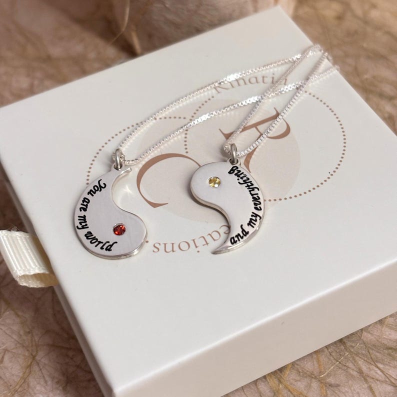 Personalized Yin Yang Necklace Set: Sterling Silver Engraved Couple ...