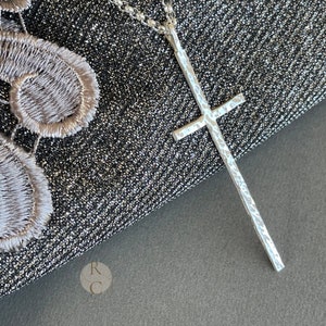 Long Hammered Sterling Silver Cross Necklace – Christian Jewelry Gift ...