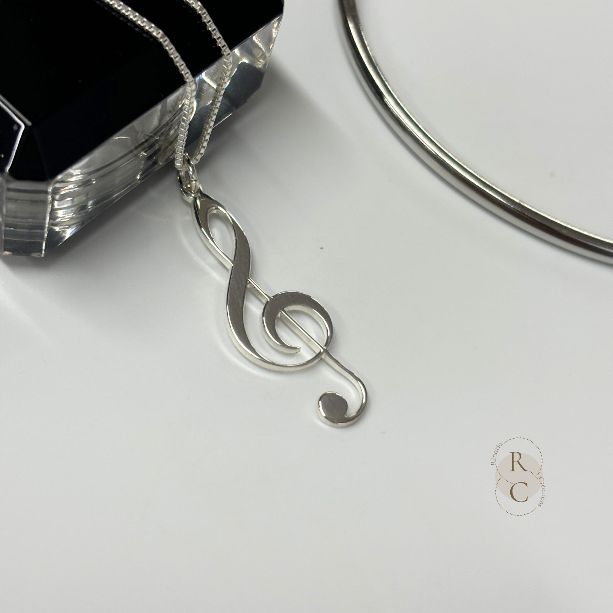 Sterling Silver Treble Clef Necklace: Music Lover Gift - Etsy