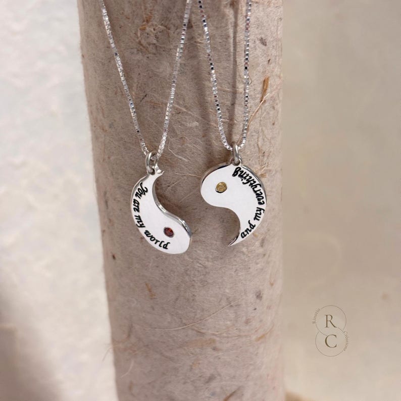 Personalized Yin Yang Necklace Set: Sterling Silver Engraved Couple ...