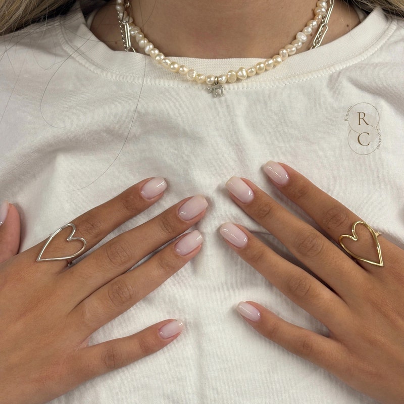 Gold Heart Ring - Etsy