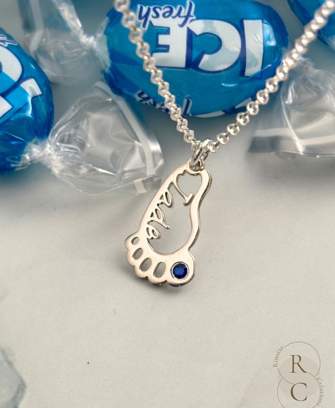 Personalized Baby Foot Necklace With Birthstone-sterling Silver Baby ...