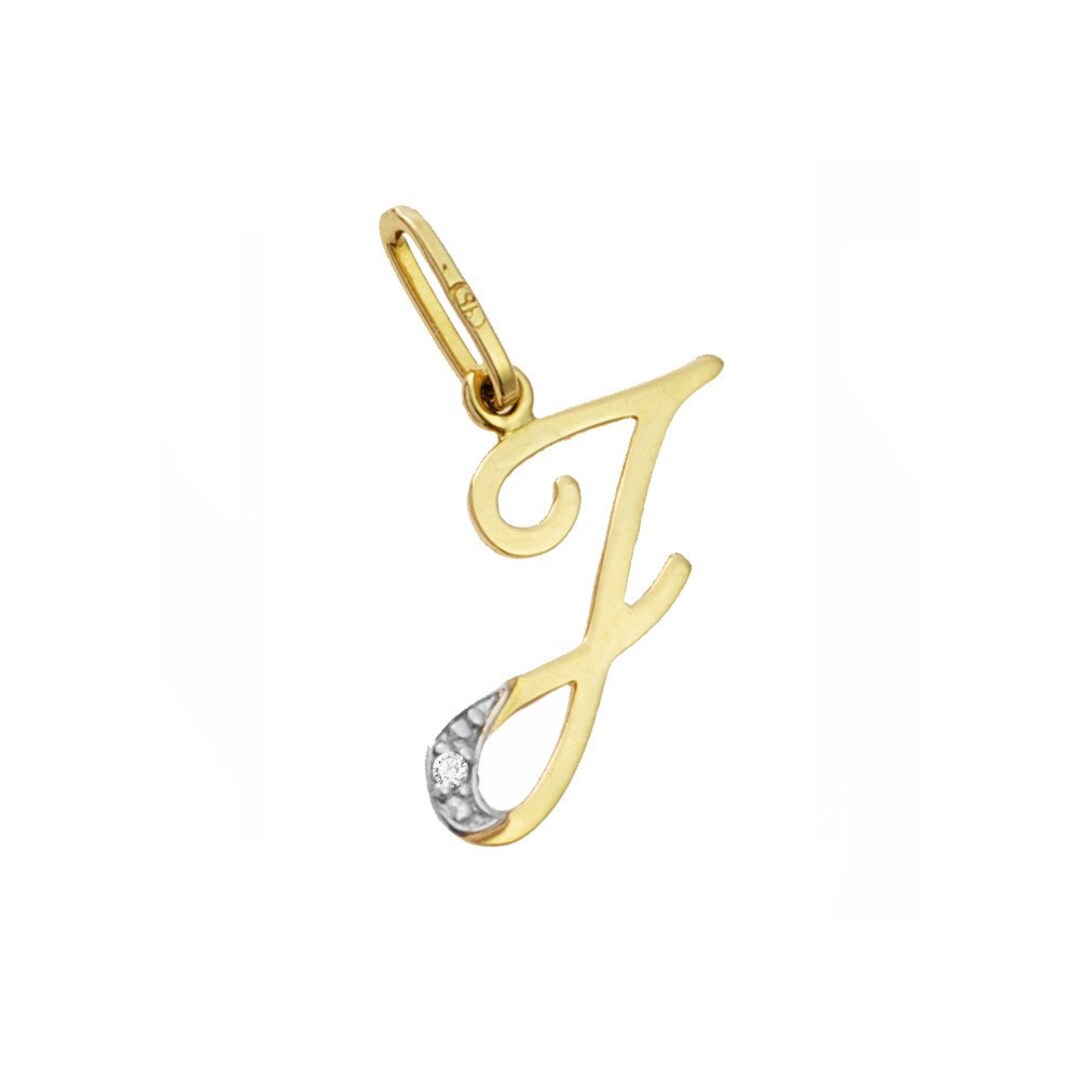 Pendant Letter J Chain Pendant Gold Pendant With Zirconia Yellow Gold ...