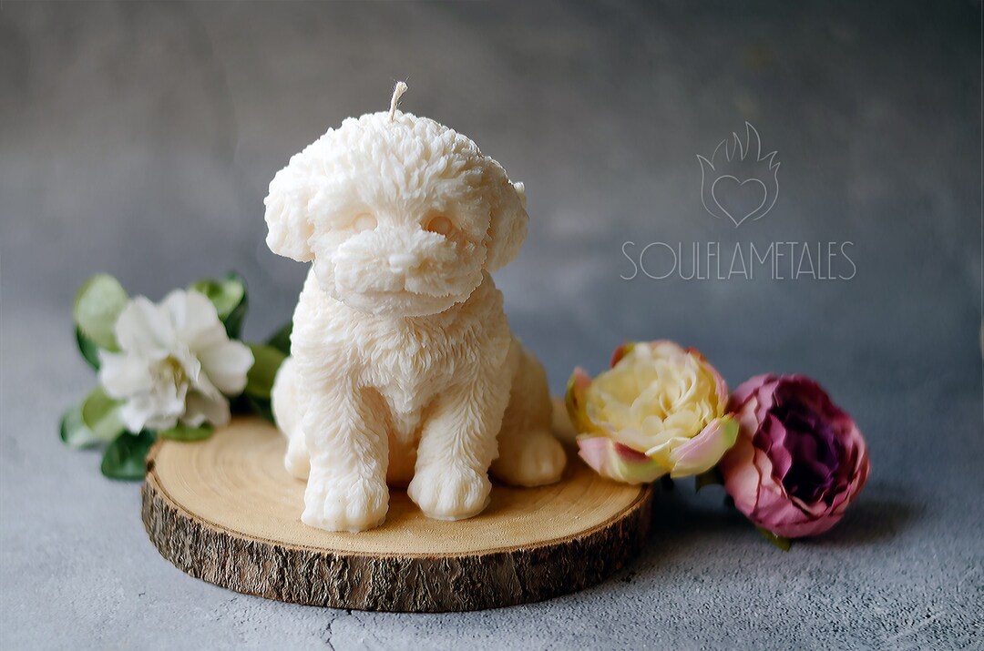 Large Super Pretty and Cute Puppy Soy Natural Candle, Dog Lover Gift ...