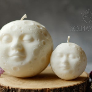Large Full Moon With Face Soy Natural Candle, Lunar Candle, Vegan ...