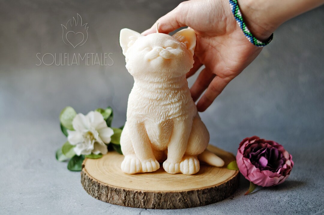 Large Super Pretty and Cute Cat Soy Natural Candle, Cat Lover Gift, Big ...