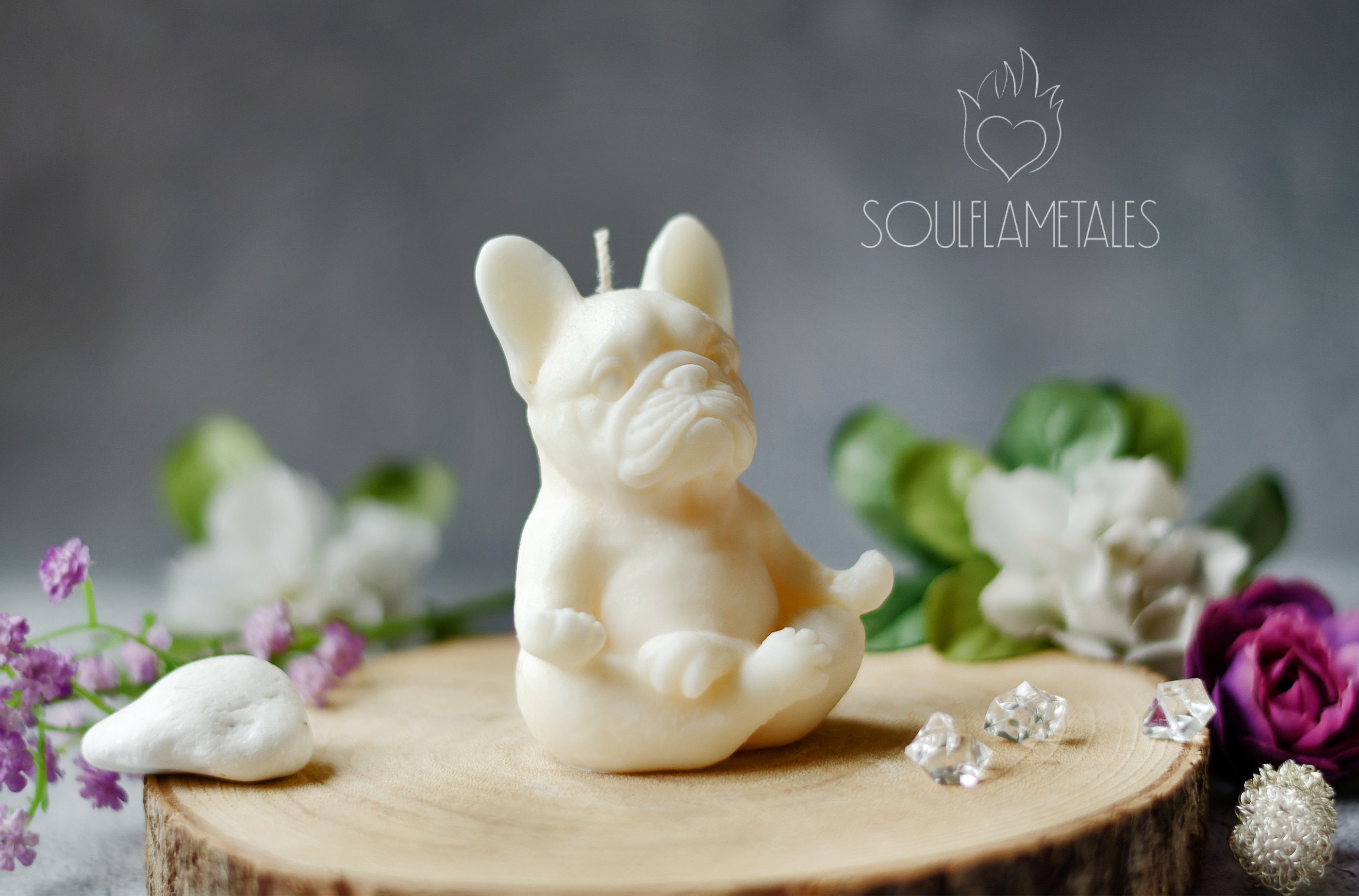 French Bulldog Meditating Soy Natural Candle, Dog Lover Gift, Pug, Yoga ...