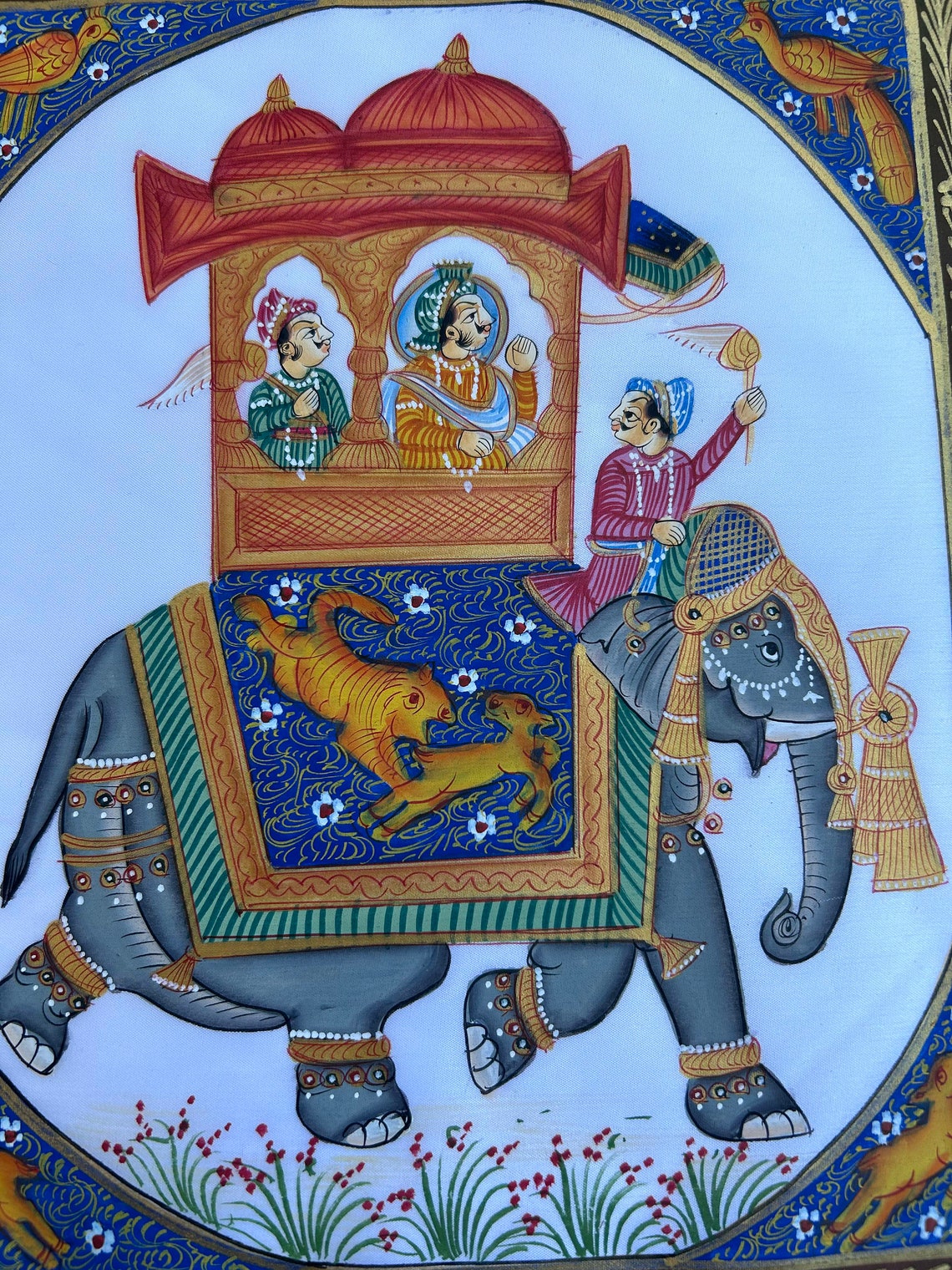 Hand-painted Indian Royal Art: Maharaja Riding Ambari Elephant - Etsy