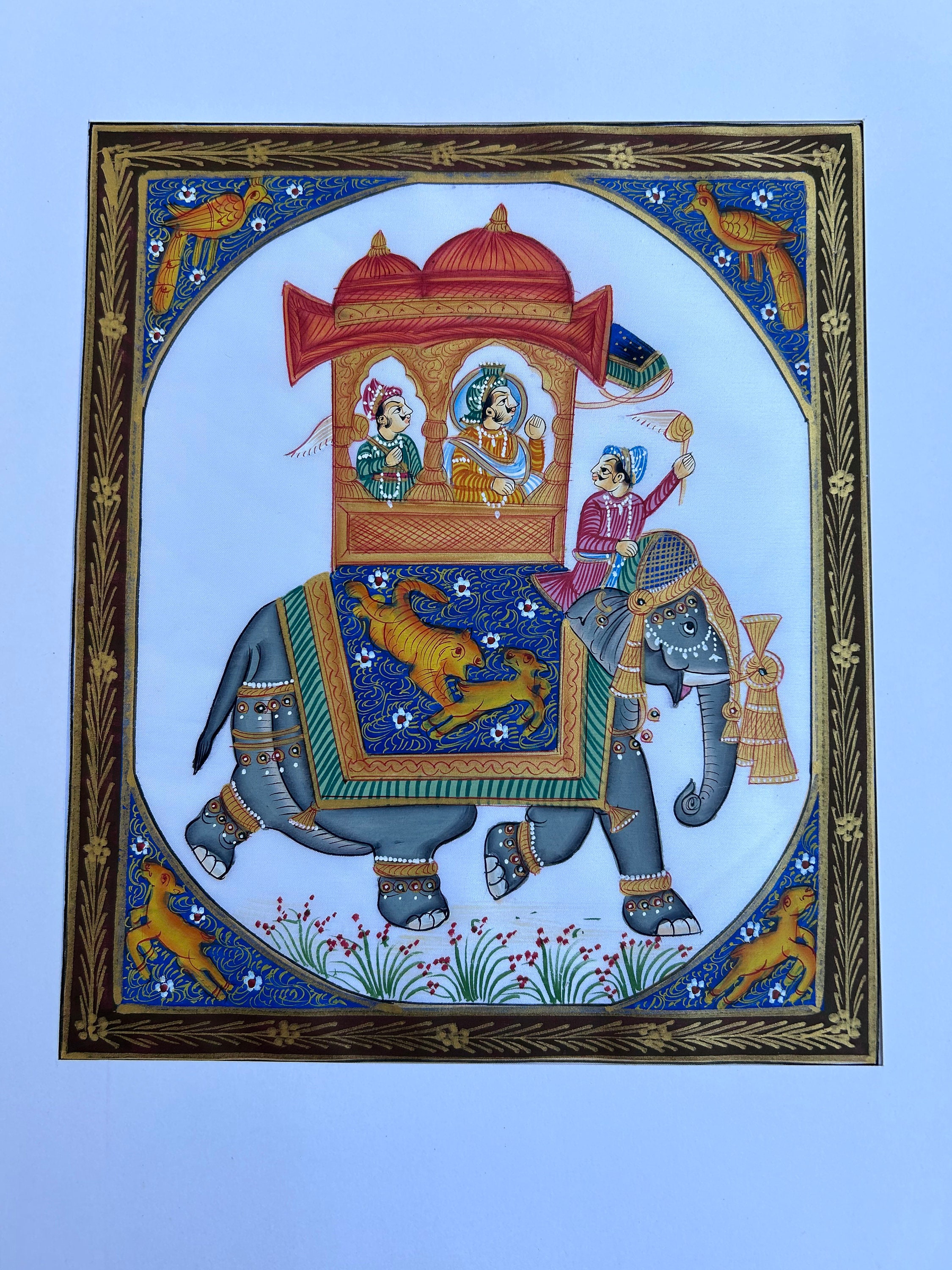 Hand-painted Indian Royal Art: Maharaja Riding Ambari Elephant - Etsy