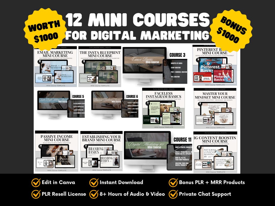 12 Mini Courses With MRR Mini Digital Marketing Course for Online ...