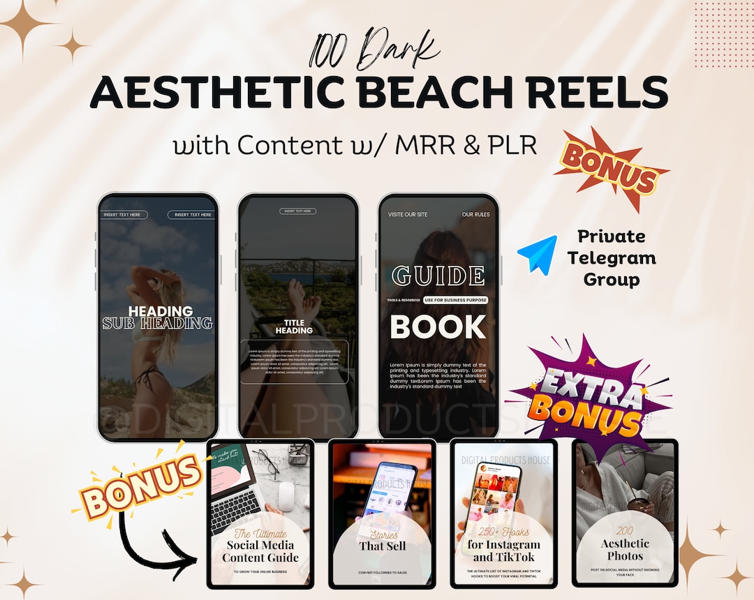 100 Dark Aesthetic Beach Reels With Content W/ MRR & PLR Instagram ...