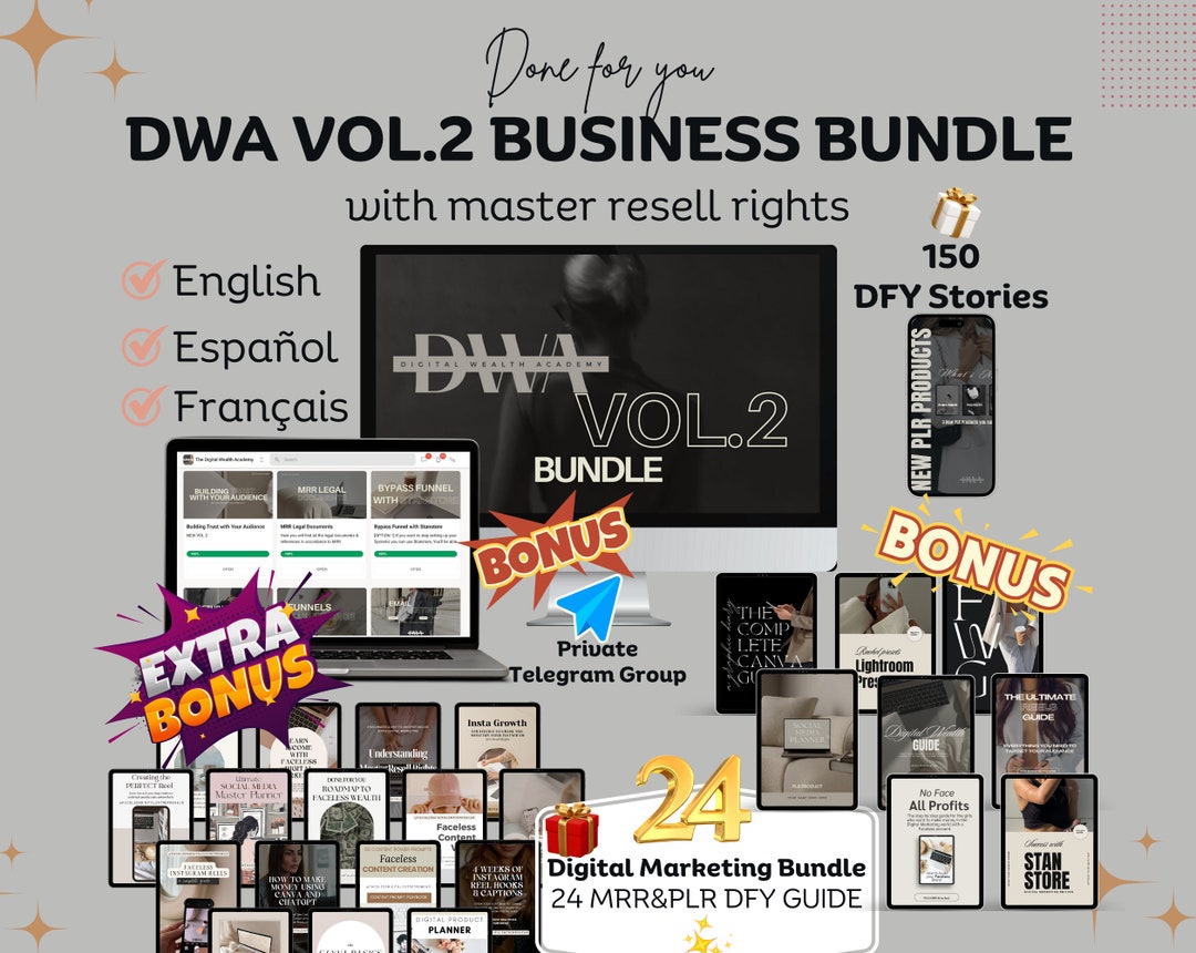 DWA Vol.2 Business Bundle With MRR Digital Wealth Academy Digital Marketing Course With Resell ...