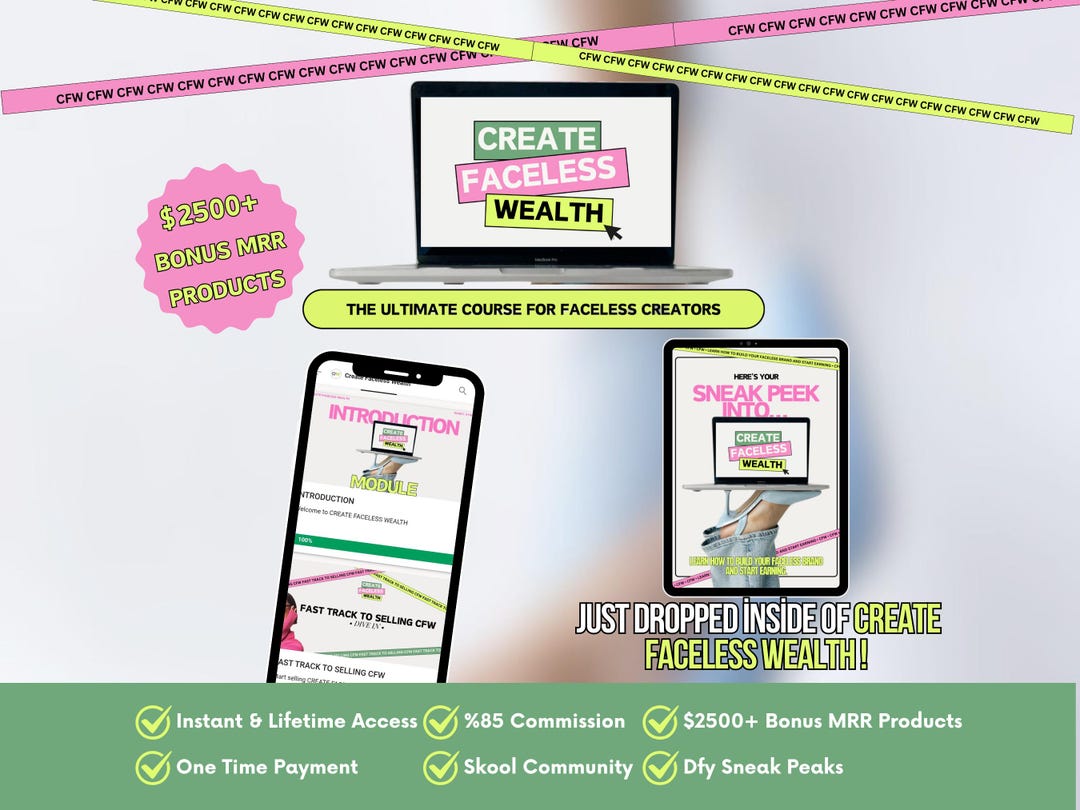 CFW Create Faceless Wealth Course With %85 Affiliate Course Faceless ...