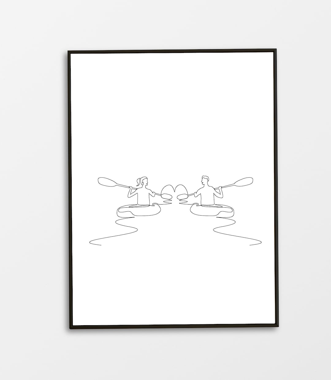Couple Kayaking Line Art Print: Minimalist Canoe Design (digital ...