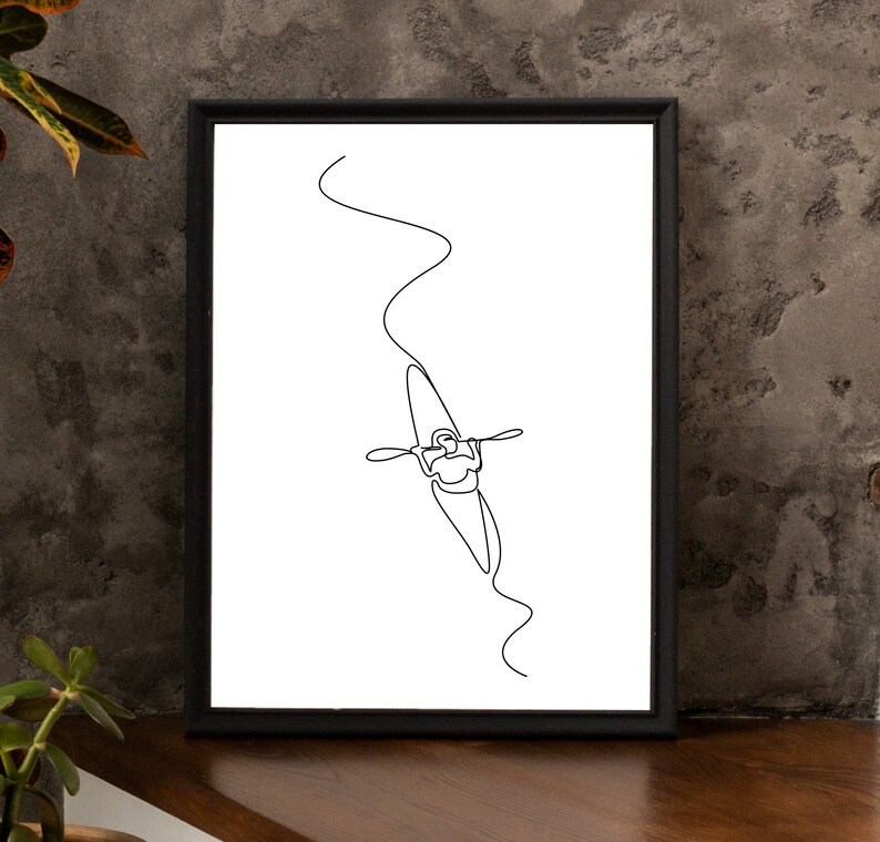 Minimalist Kayak Canoe Line Art Digital Download Print, Digital ...