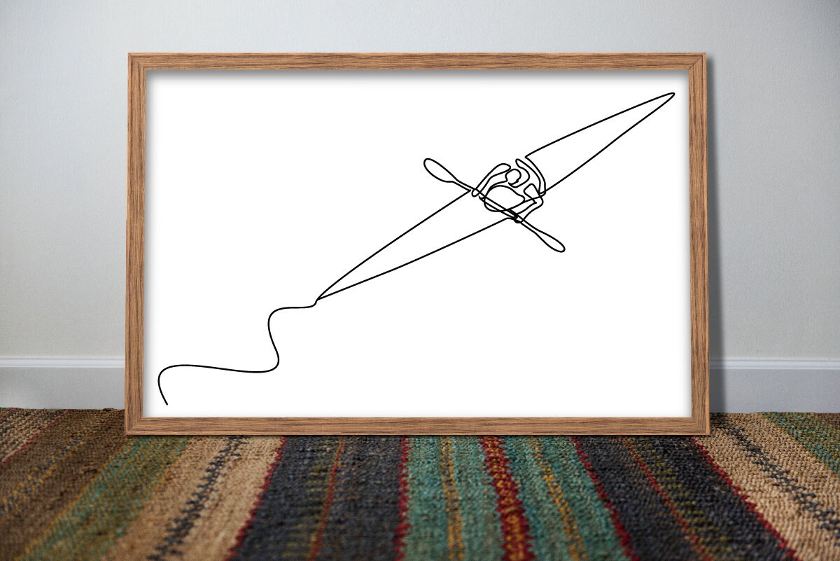 Minimalist Kayak Canoe Line Art Digital Download Print, Digital ...