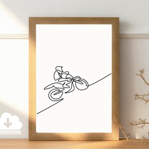 Motorcycle Line Art Print: Minimalist Motor Biker Wall Decor (digital ...