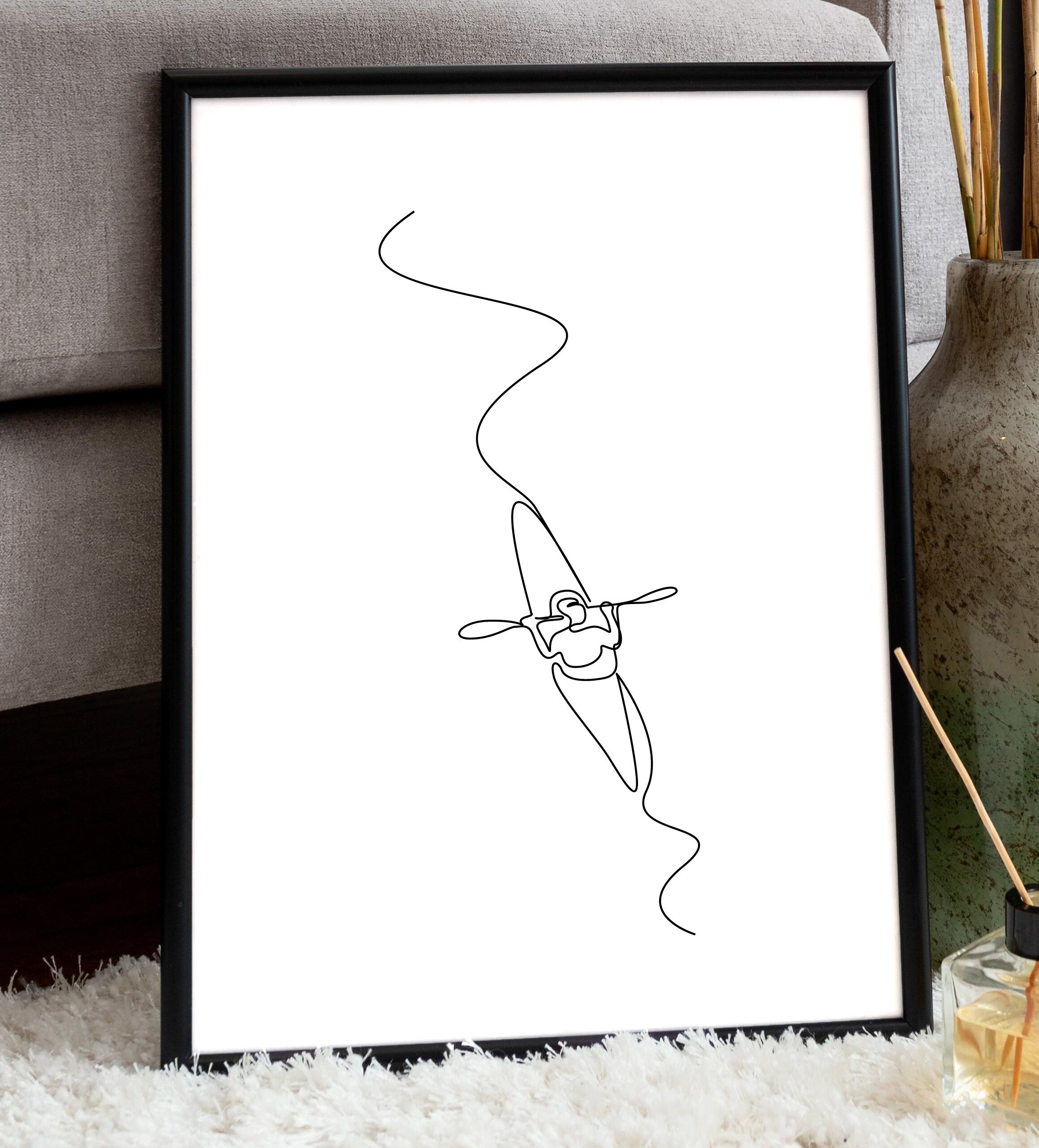 Minimalist Kayak Canoe Line Art Digital Download Print, Digital ...