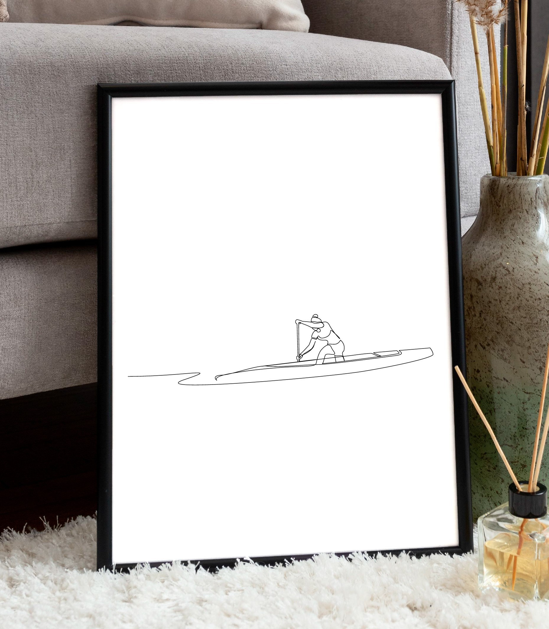 Minimalist Kayak Canoe Line Art Digital Download Print, Digital ...