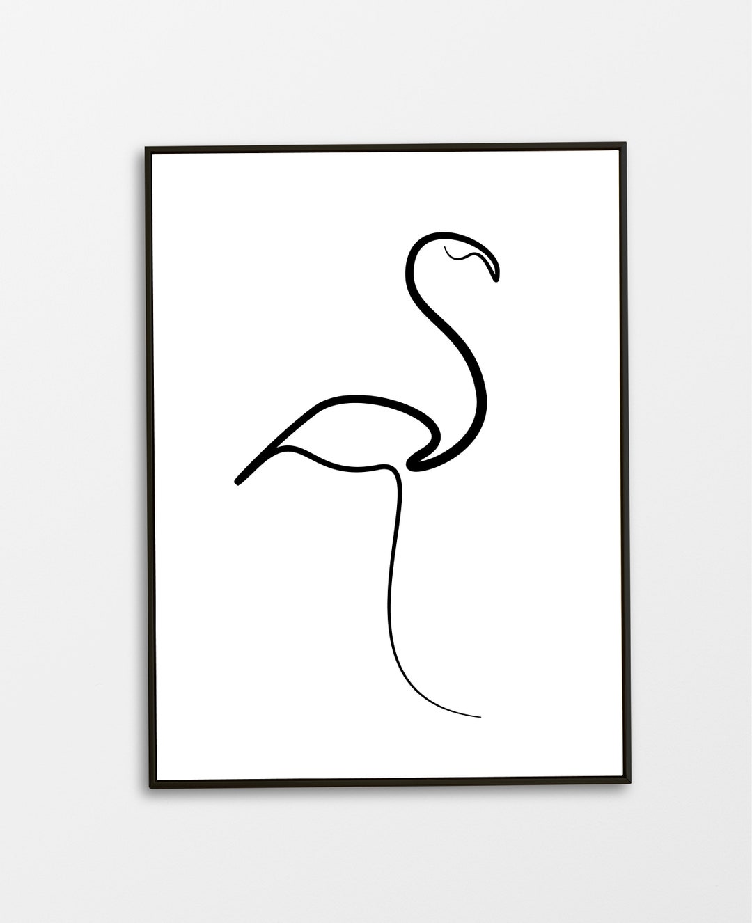 Minimalist Flamingo Bird Line Art Printable Download, Minimal Flamingo ...