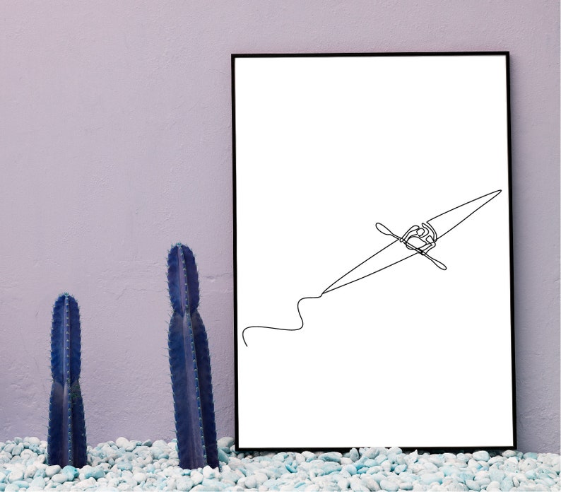 Minimalist Kayak Canoe Line Art Digital Download Print, Digital ...