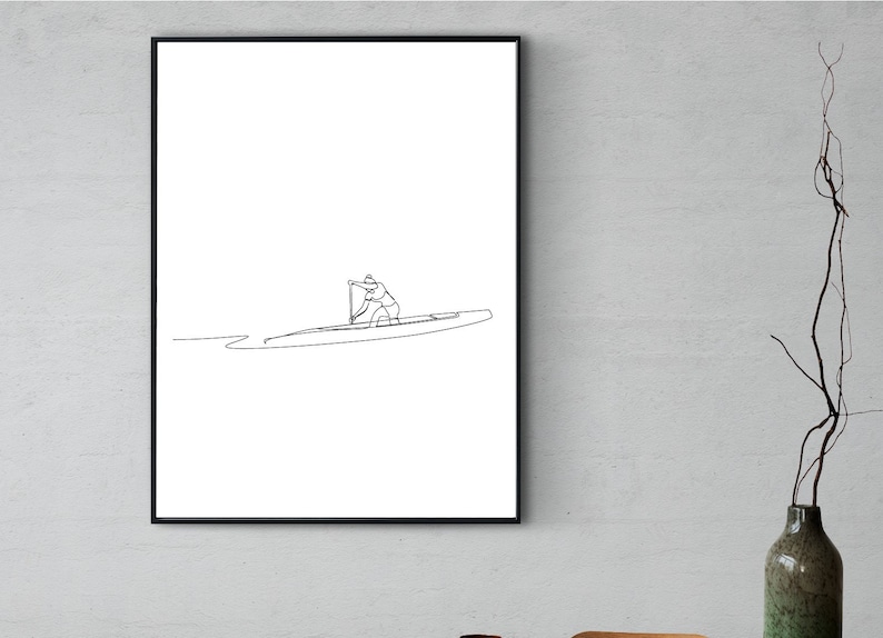 Minimalist Kayak Canoe Line Art Digital Download Print, Digital ...