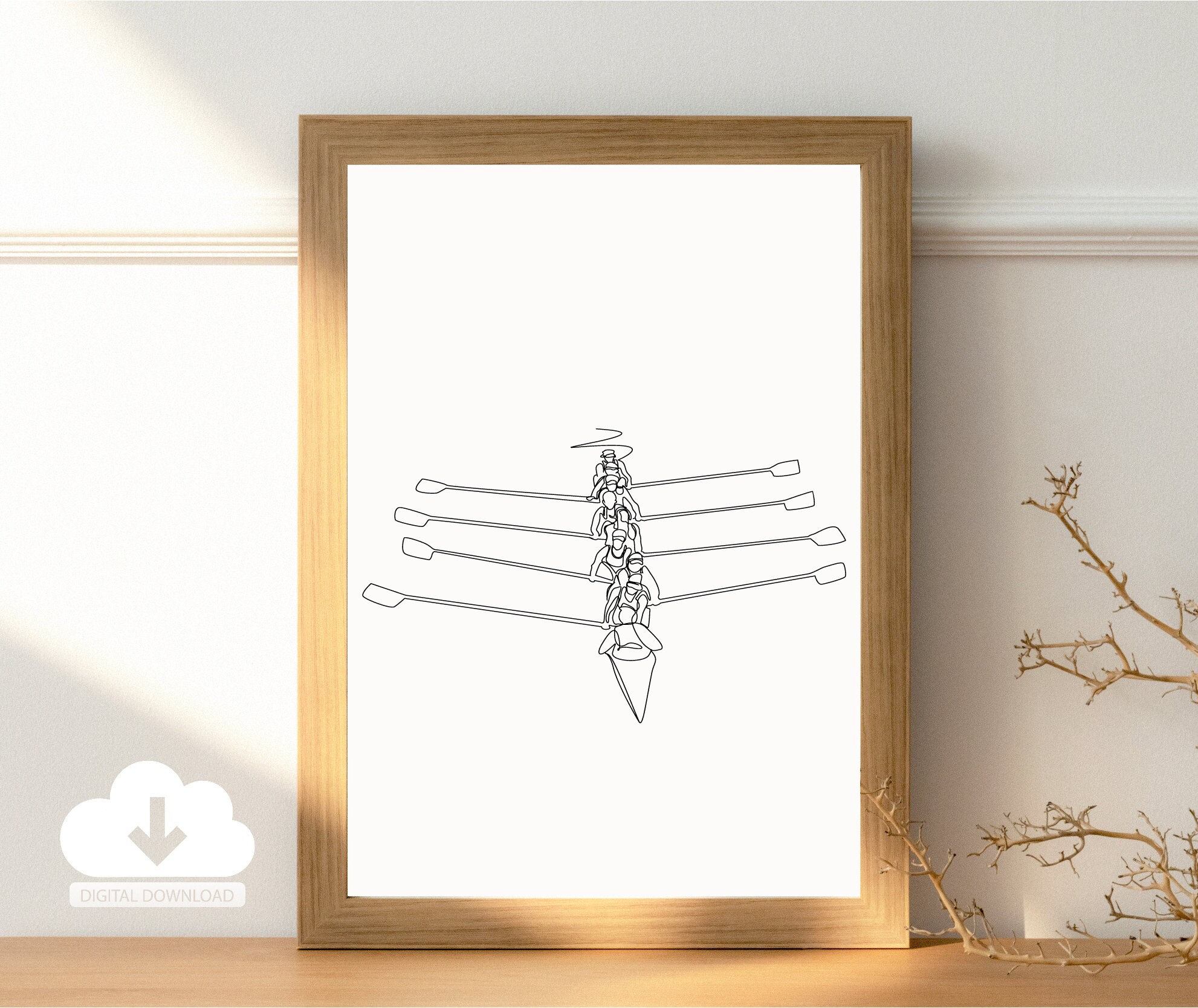 Minimalist Kayak Boat Canoe People Group Line Art Digital Printable ...