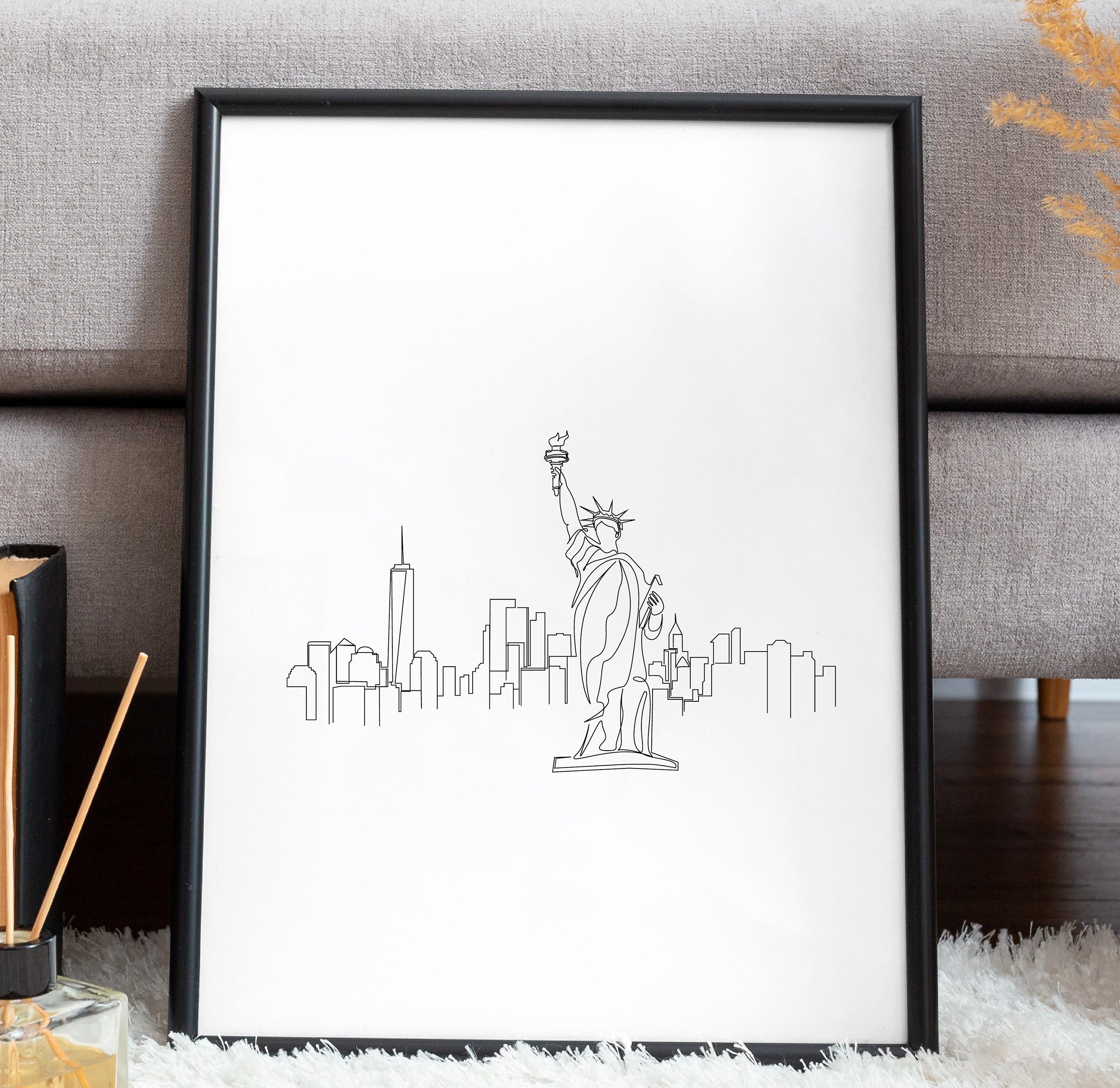 Statue of Liberty New York City Line Art Digital Printable Download ...