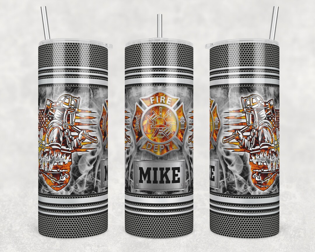 Metal Firefighter Tumbler Wrap, Add Your Own Text, 20 Oz Skinny Tumbler ...
