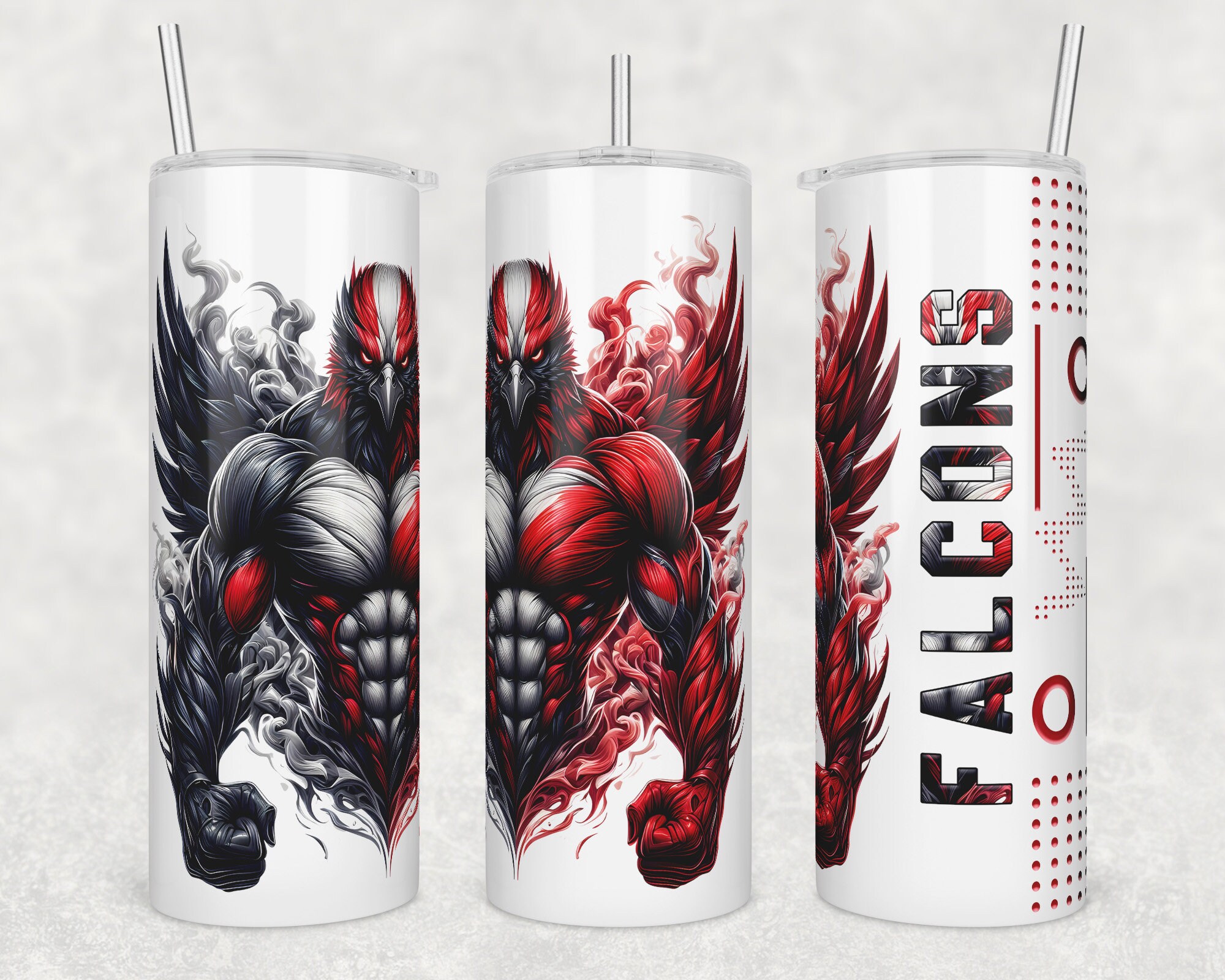 Falcon Tumbler Wrap, School Mascot Smoke Art, 20 Oz Sublimation Design ...