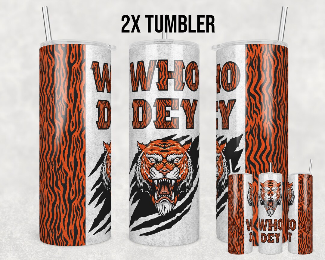 Who Dey Tumbler Wrap, 20 Oz Skinny Tumbler Png, Bundle Tumbler, Bengals ...