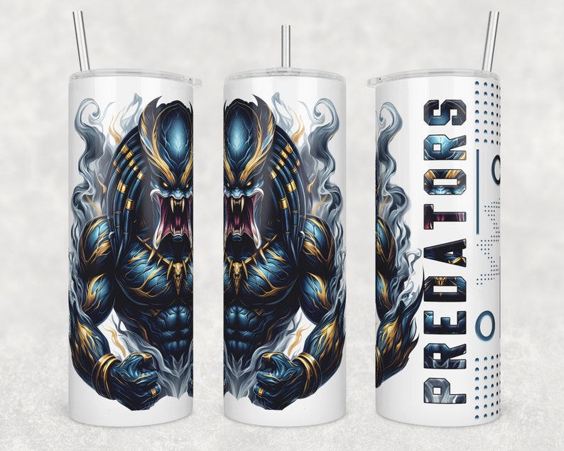 Predator Tumbler Png, 20 Oz Skinny Tumbler Wrap, Colorful Smoke Art ...